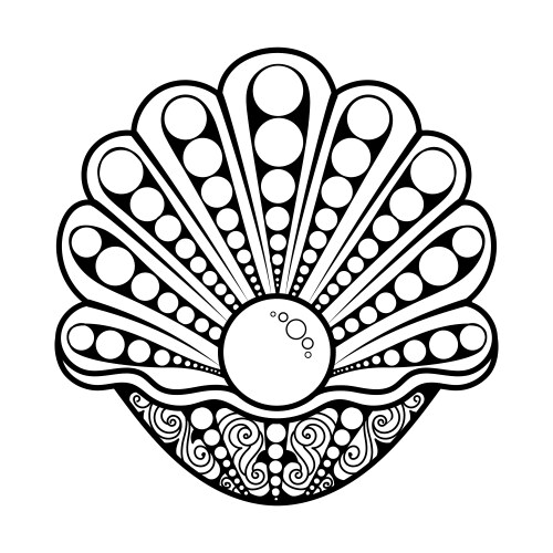 Sea shell with pearl hand drawn sketch Royalty Free Vector