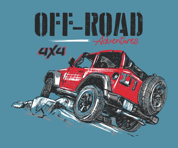 Off road car outdoor adventure grunge Royalty Free Vector