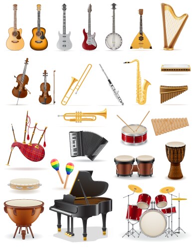 Set of music instrument Royalty Free Vector Image