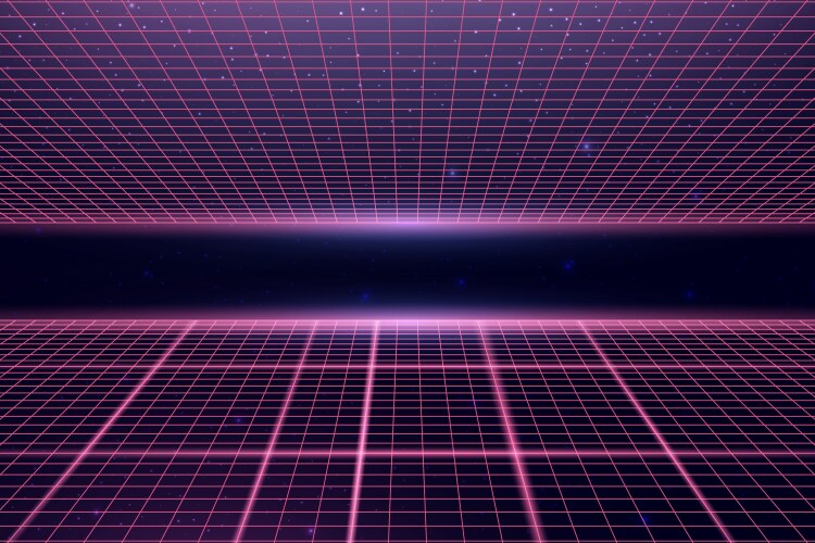 Wireframe perspective grid space neon infinity Vector Image