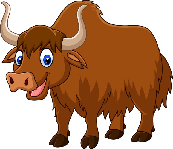 Cartoon happy yak Royalty Free Vector Image - VectorStock