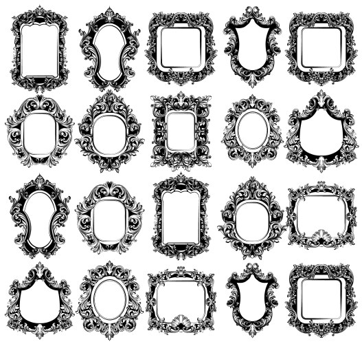 Imperial baroque mirror round frame french Vector Image