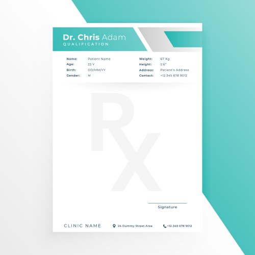 Modern blank rx prescription form brochure Vector Image