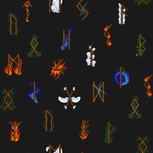 Hand drawn runic letters seamless pattern Vector Image
