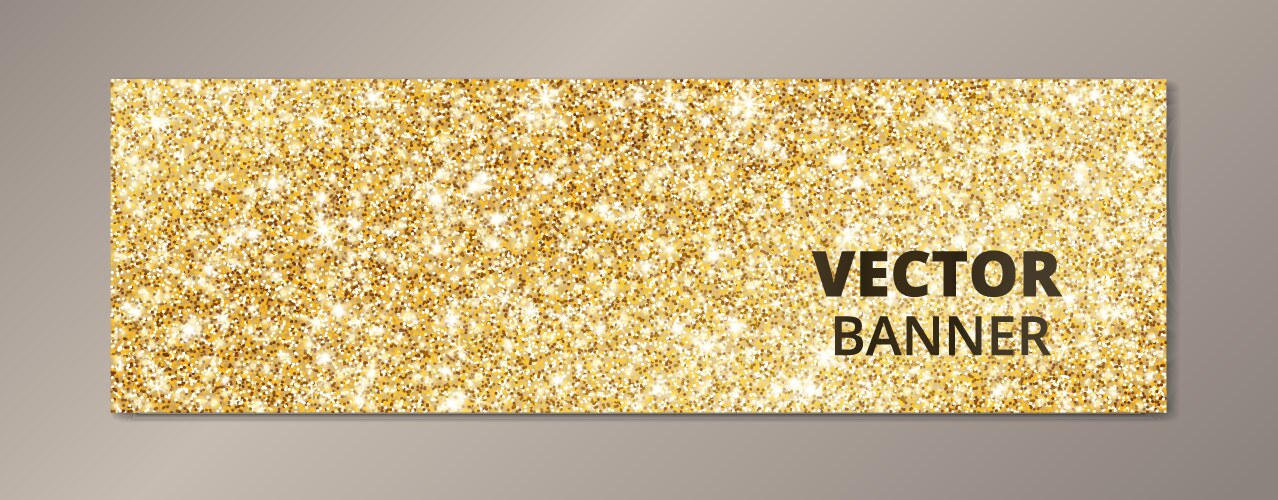 Glitter golden background with square gold banner Vector Image