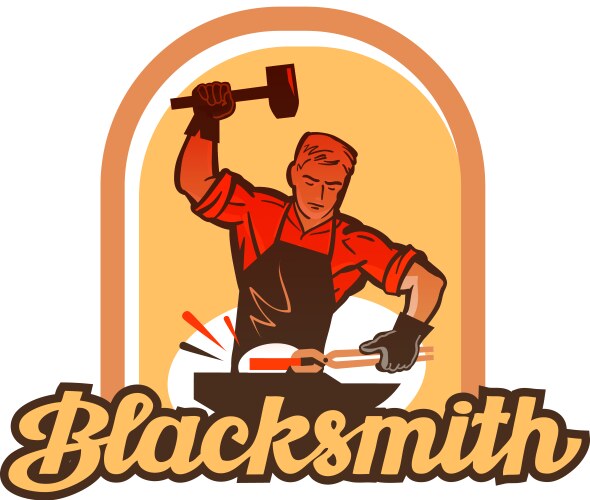 Blacksmith in the workshop Royalty Free Vector Image