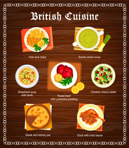 British cuisine menu page design template Vector Image
