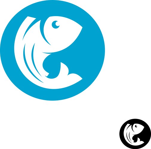 Different kinds of fish on round badge Royalty Free Vector