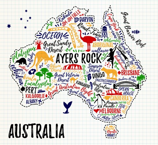 India travel map with sightseeing places Vector Image