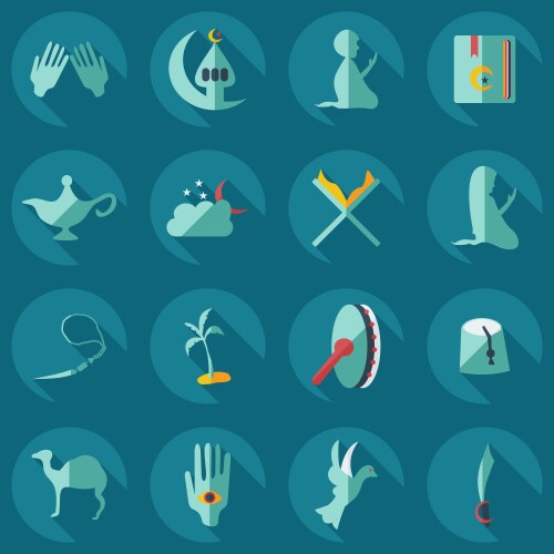 Flat concept set modern design with shadow islam Vector Image