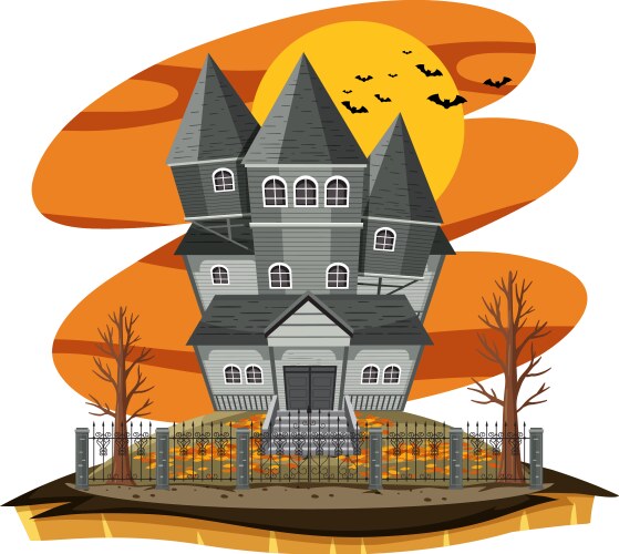 Cartoon scary house isolated on white background Vector Image