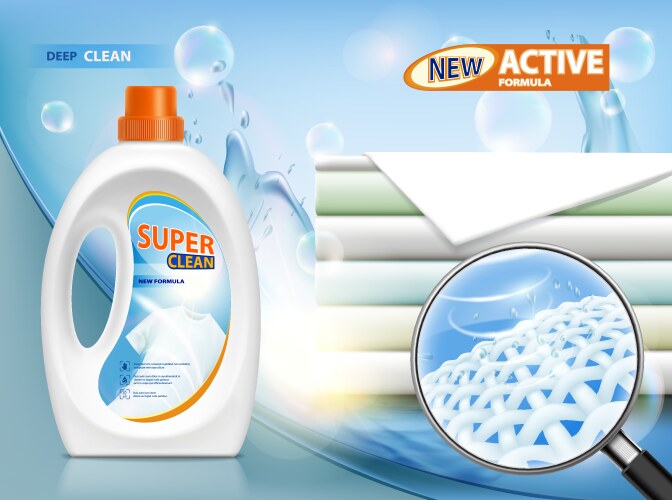 Washing powder bags realistic mockup set Vector Image