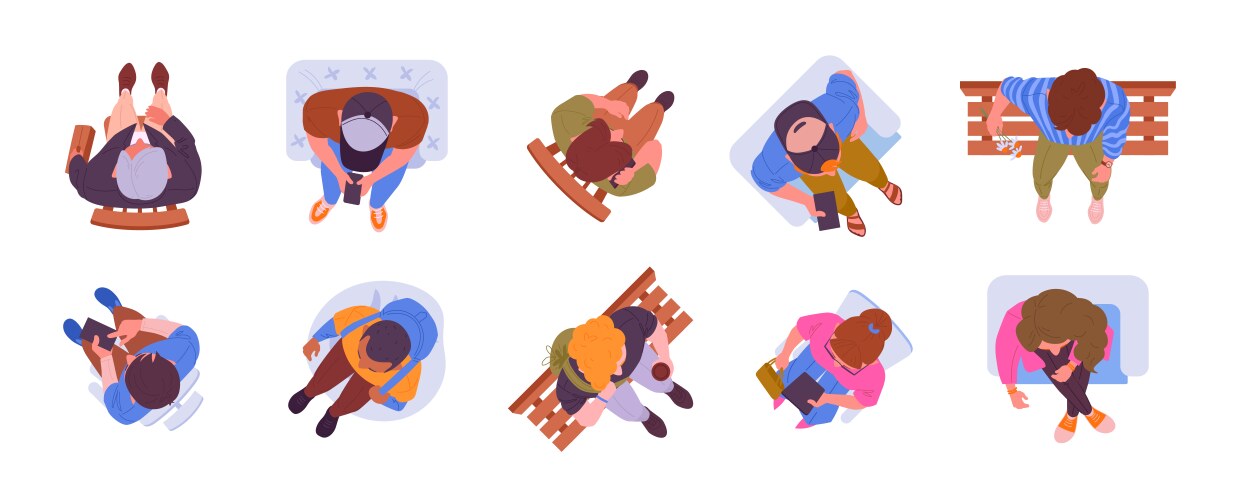 People Sitting Top View Vector Images (over 740)