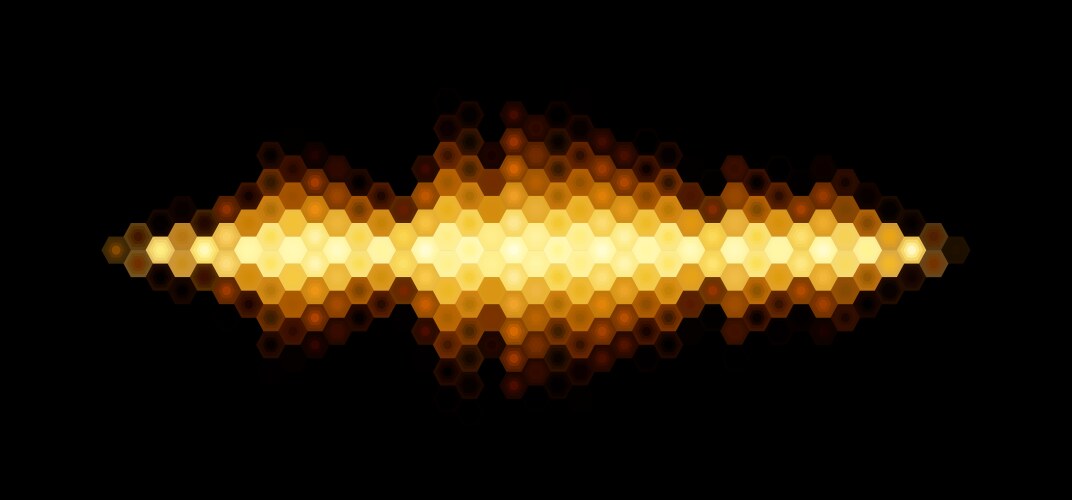 Audio or music shiny sound waveform with hexagonal