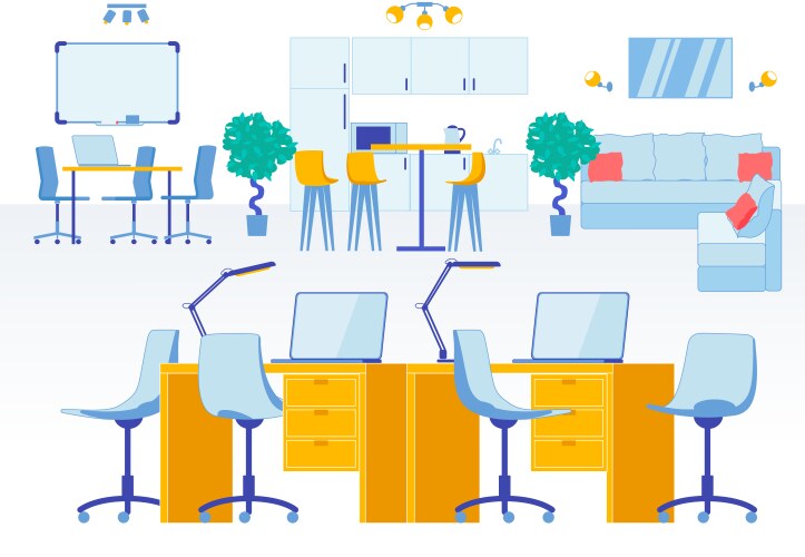 Coworking space area cartoon Royalty Free Vector Image