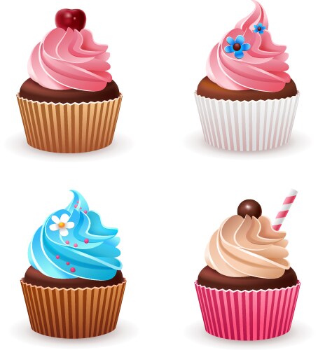 Cupcake 3d realistic icon Royalty Free Vector Image