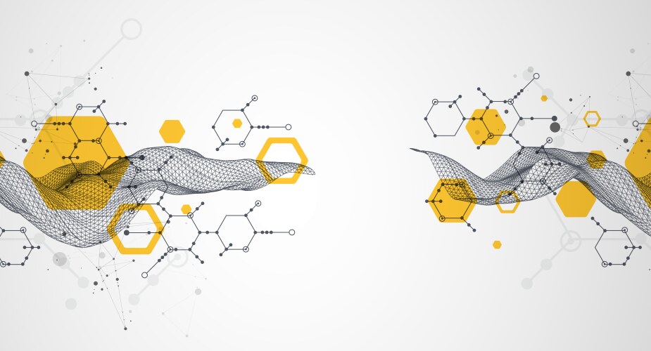 Scientific and technological background wireframe Vector Image