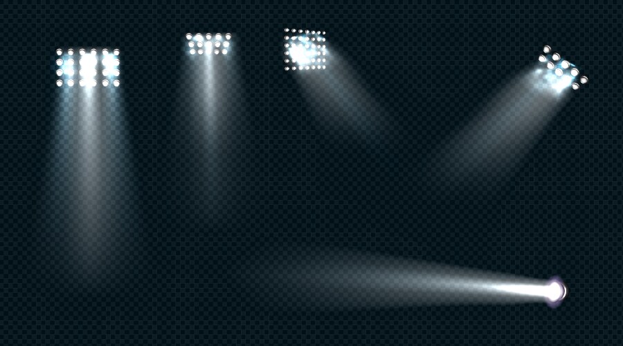 White beam lights spotlights transparent Vector Image