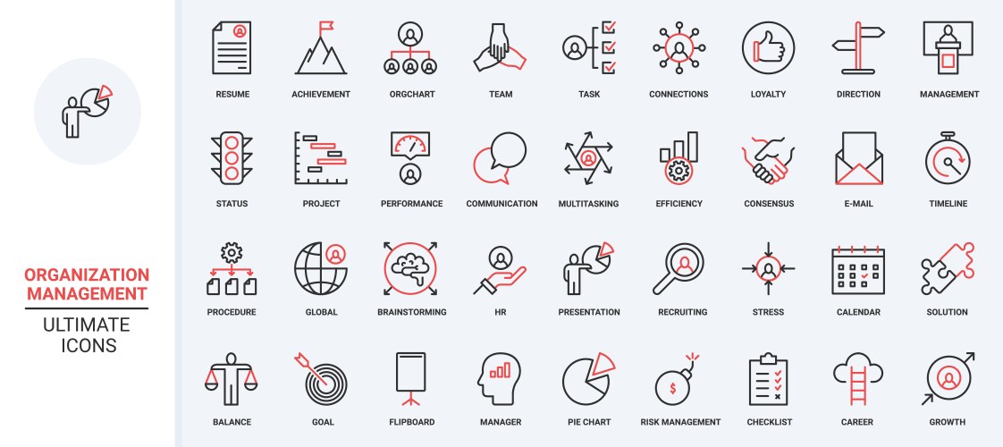 Organization solid icon set Royalty Free Vector Image