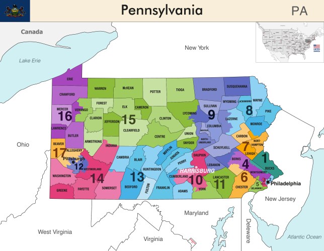 Monaco wards map with neighbouring territories Vector Image