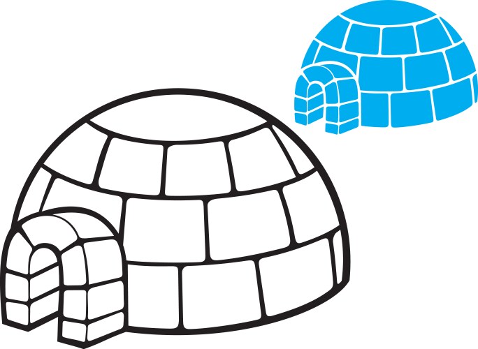 Cartoon eskimo or lapp with igloo and walrus Vector Image