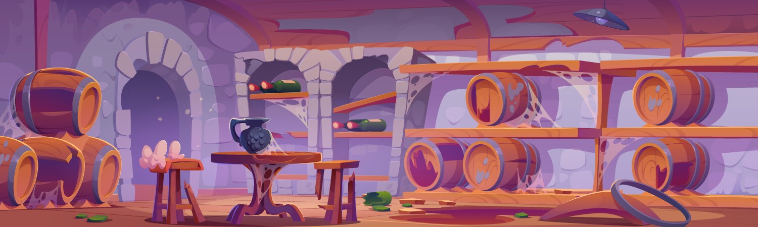 Wine cellar cartoon Royalty Free Vector Image - VectorStock