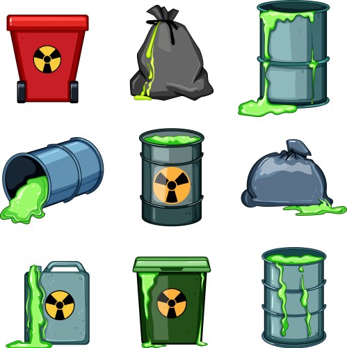 Drum hazard chemical waste cartoon Royalty Free Vector Image