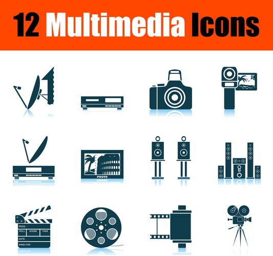 Multimedia icon set Royalty Free Vector Image - VectorStock