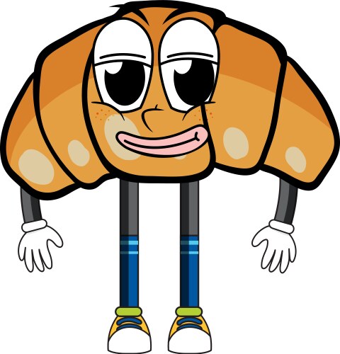 Cute sad croissant character hand drawn cartoon Vector Image