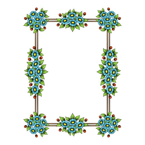 Rectangle frame with honey flowers and bees Vector Image