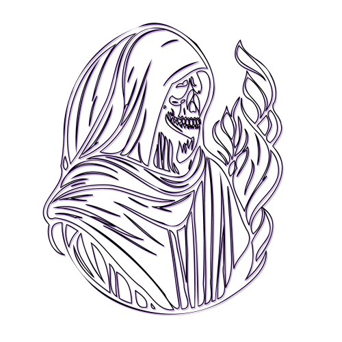 Grim reaper halloween sketch outline shadow purple