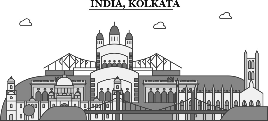 India kolkata city skyline isolated Royalty Free Vector