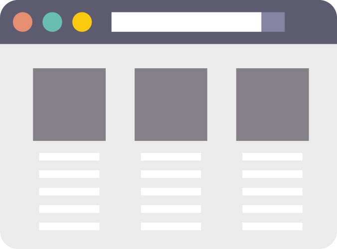 Blank internet browser window with various search Vector Image