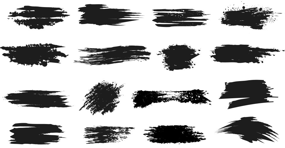 Grunge black dry brush strokes Royalty Free Vector Image