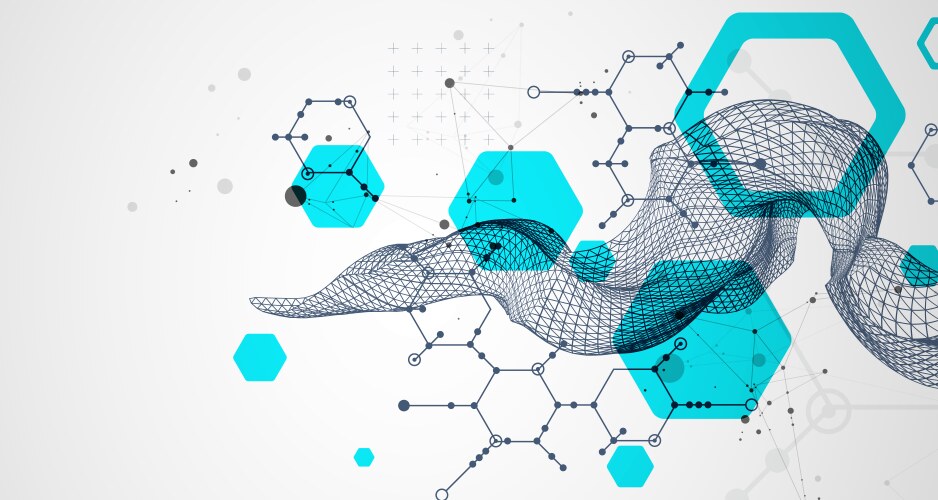 Scientific and technological background wireframe Vector Image