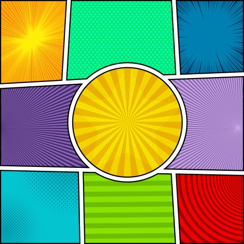 Cartoon comic backgrounds set comics book Vector Image