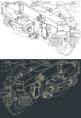 Railway bogie blueprints Royalty Free Vector Image
