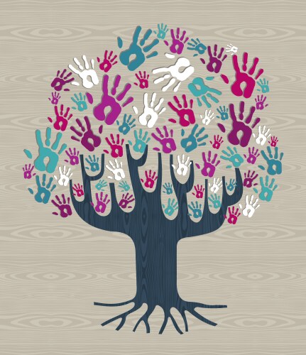 Global diversity tree greeting card Royalty Free Vector