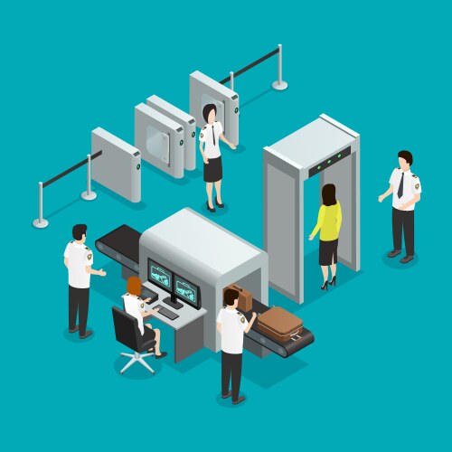 Airport security check-in banner horizontal set Vector Image