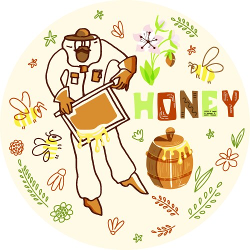 With beekeeper and calligraphic Royalty Free Vector Image