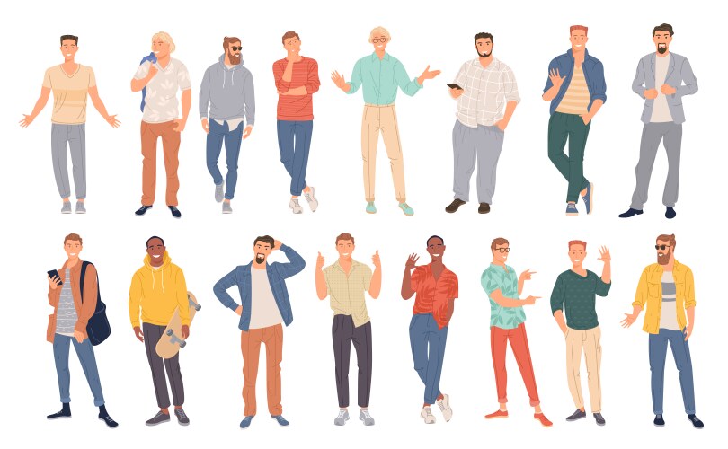 Young stylish fashion people characters set Vector Image