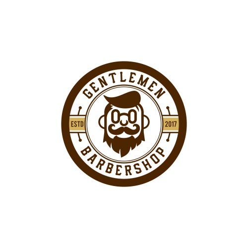 Vintage barber badge crest logo with man face Vector Image