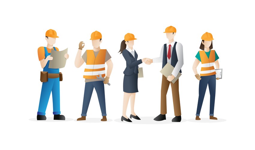 Construction workers team Royalty Free Vector Image
