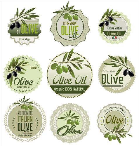 Set of labels for olives oil Royalty Free Vector Image