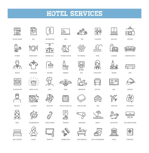 Hotel service facilities Royalty Free Vector Image
