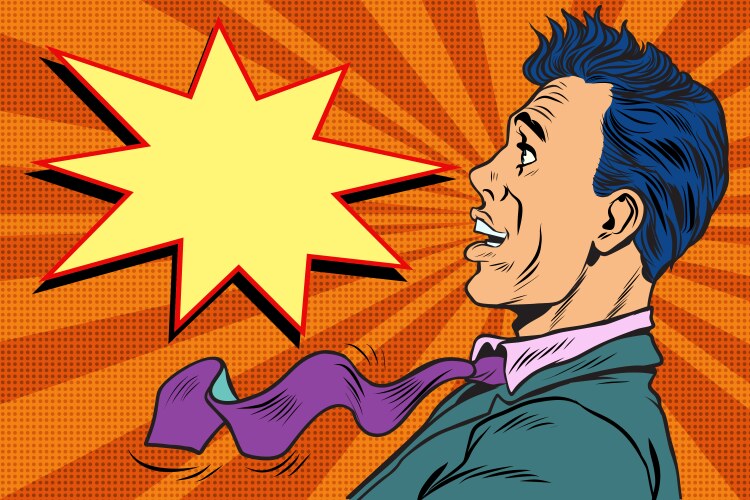 Wow reaction man fear retro comic pop art Vector Image