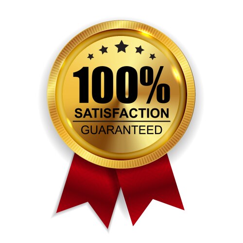 100 satisfaction guaranteed golden medal label Vector Image