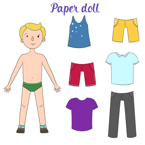 Halloween paper doll boy with costumes Royalty Free Vector