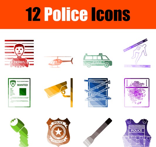 Police icon set Royalty Free Vector Image - VectorStock