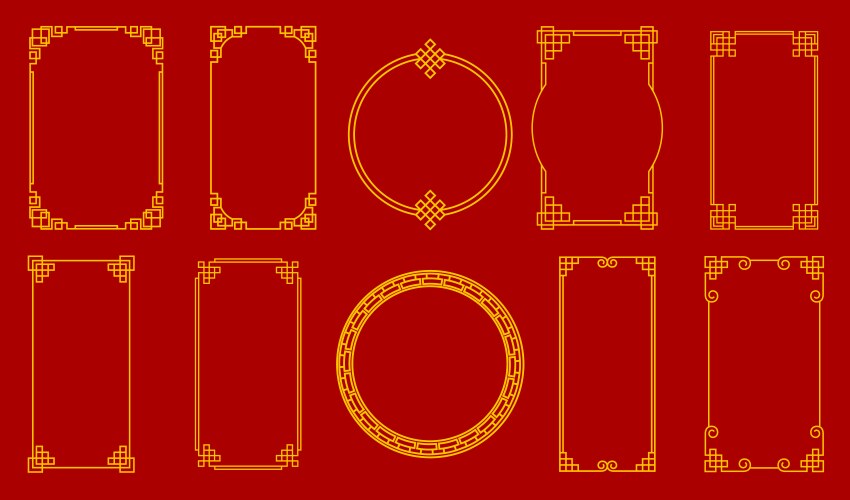 Asian Circle Borders - Ornamental Frames Vector Image